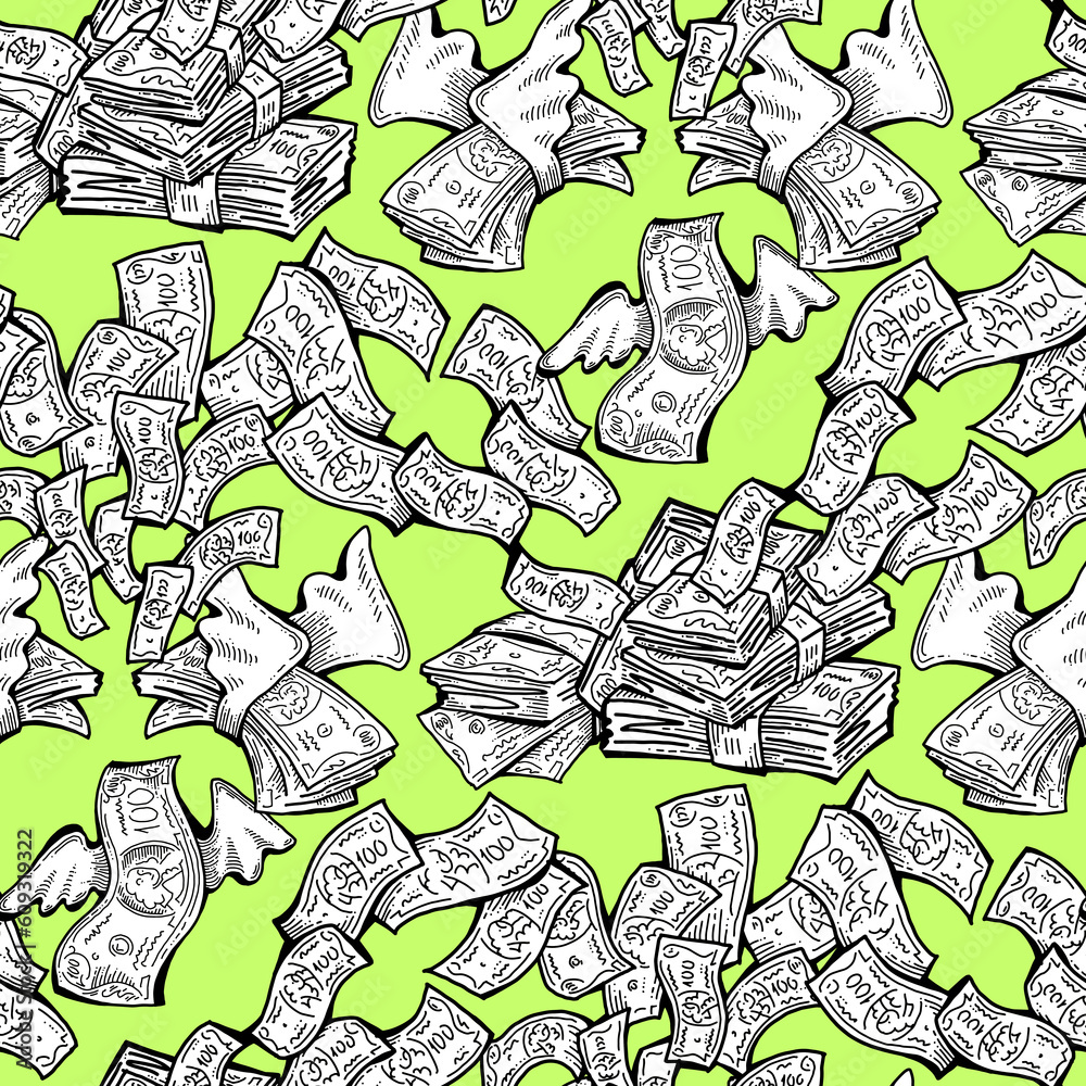Money seamless pattern background for print design. Hundred dollars ...