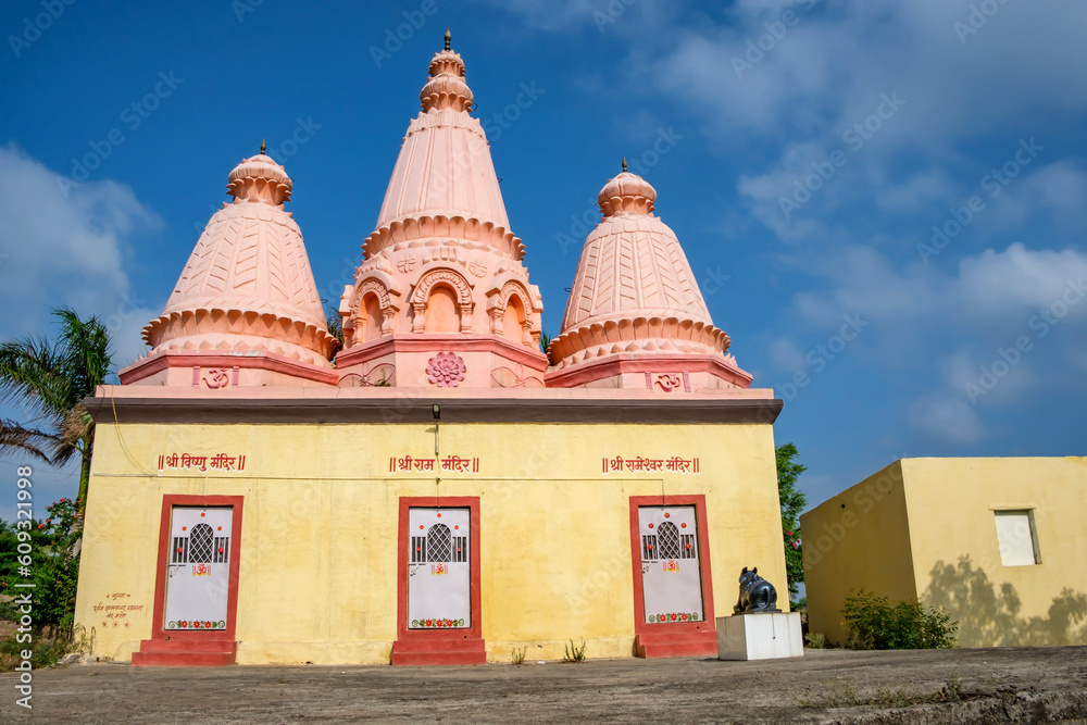 Pune, India - June 03 2023: Hindu Temple at Tulapur near Pune India ...