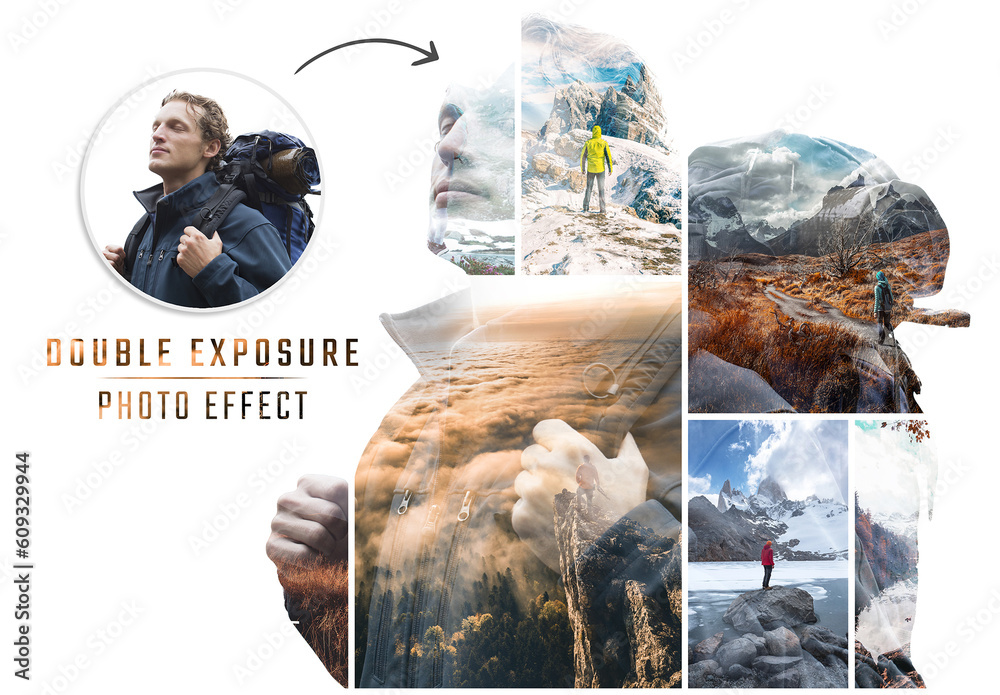 Double Exposure Photo Collage Effect Mockup Stock Template | Adobe Stock
