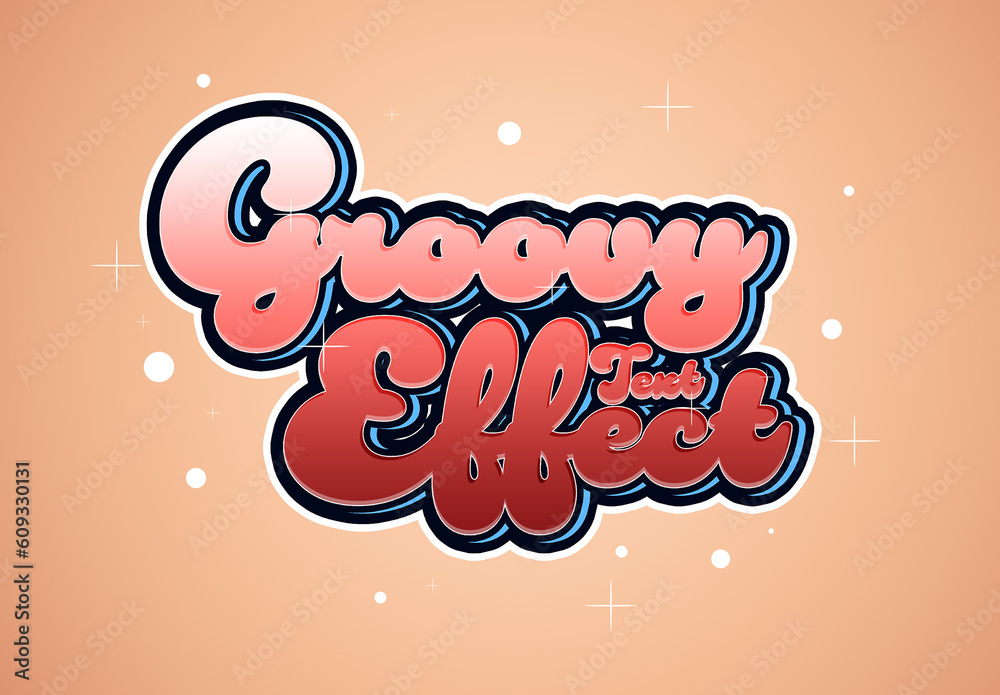 Groovy Vintage Text Effect Mockup Stock Template | Adobe Stock