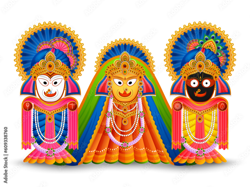 Indian character illustration of Lord Jagannath, Balabhadra and ...