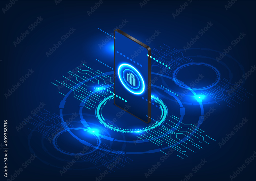 Smartphone technology background with fingerprint scanner It is a ...