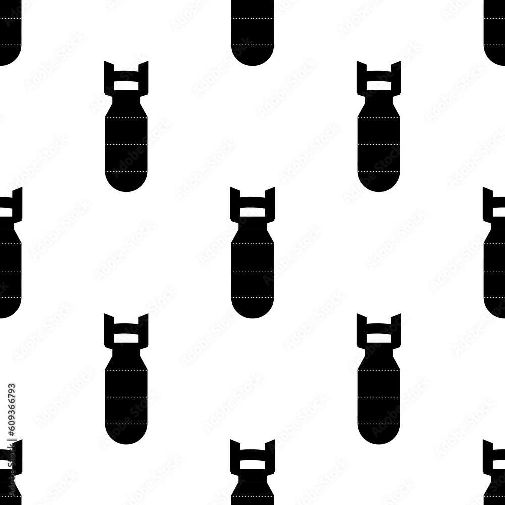 Seamless pattern with nuclear rocket air bomb. Aerial bombshell black ...