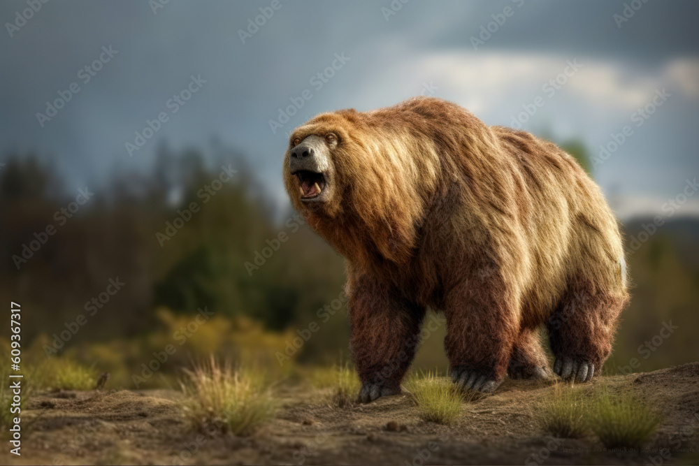 Giant ground sloth, an extinct prehistoric animal that roamed the earth ...