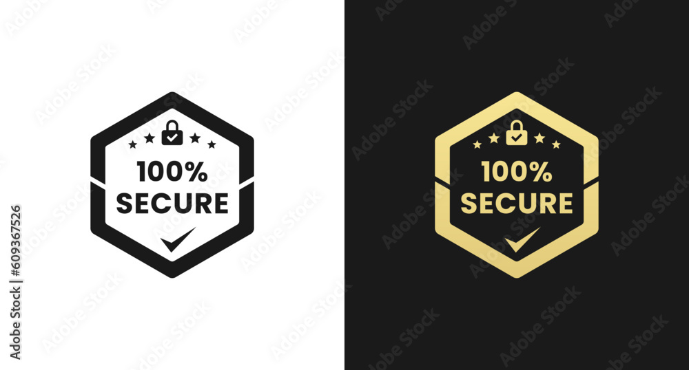 100% Secure sign or 100% Secure Payment mark vector isolated in Flat ...