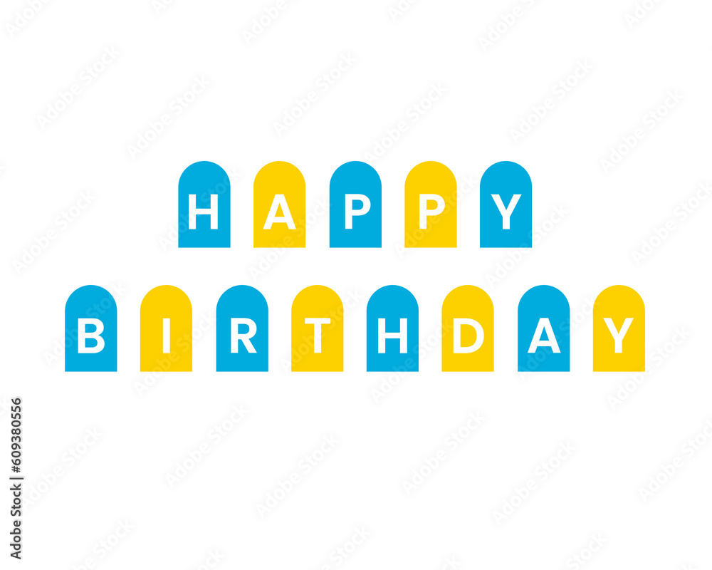 Blue yellow Happy birthday flag design template transparent design ...