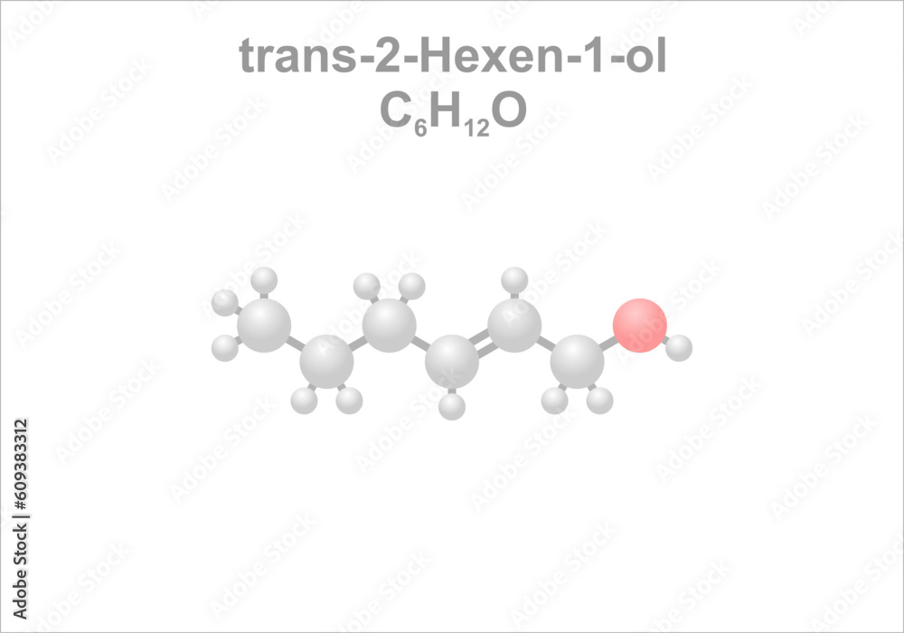 Simplified scheme of the trans-2-Hexen-1-ol molecule. Odorous substance ...