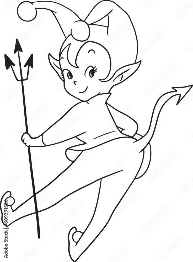 devil cartoon doodle kawaii anime coloring page cute illustration ...