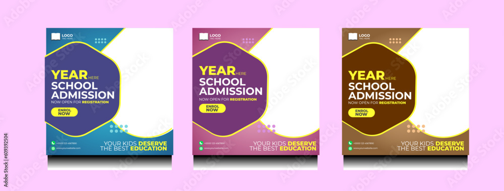 School admission Post design set. back to school post design set. Back ...