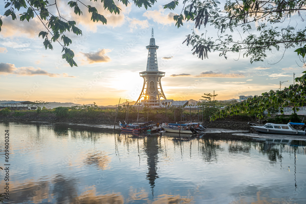 langkawi, malaysia. 25th april, 2023: views of maha tower in kuah town ...