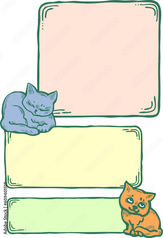 Cat frame decorative vector background template with empty space for ...