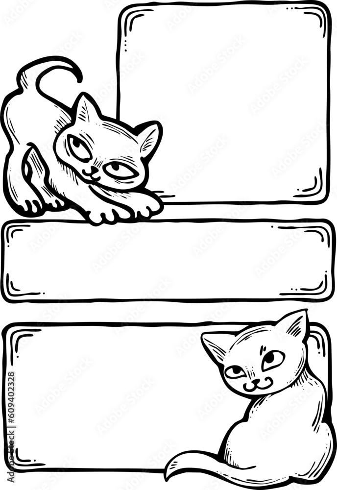 Cat frame decorative vector background template with empty space for ...