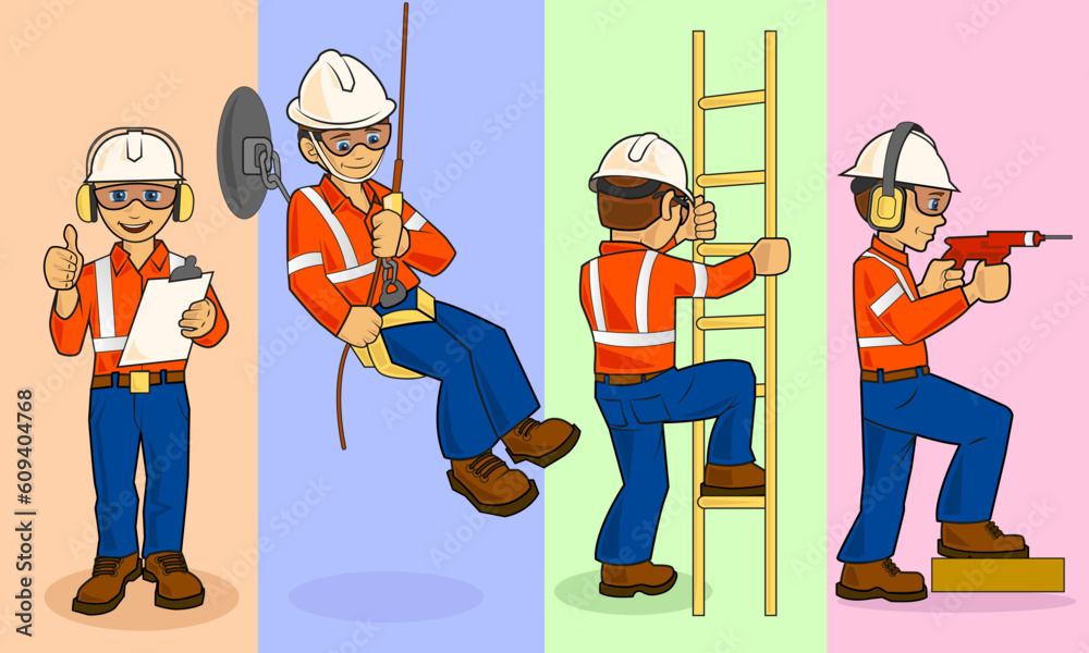 Trabajador industrial con equipo de protección personal, trabajando en ...