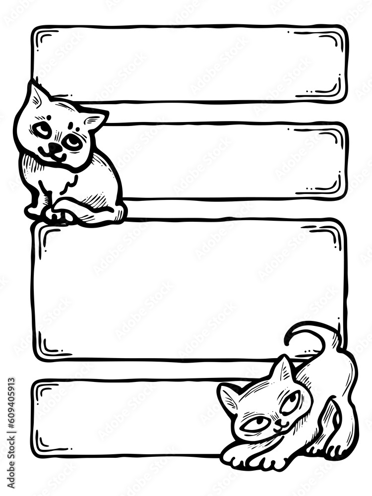 Cat frame decorative background template with empty space for birthday ...