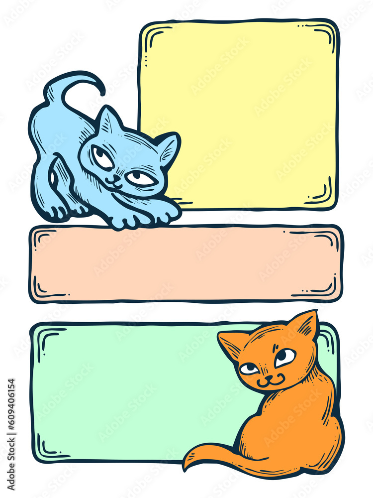 Cat frame decorative background template with empty space for birthday ...