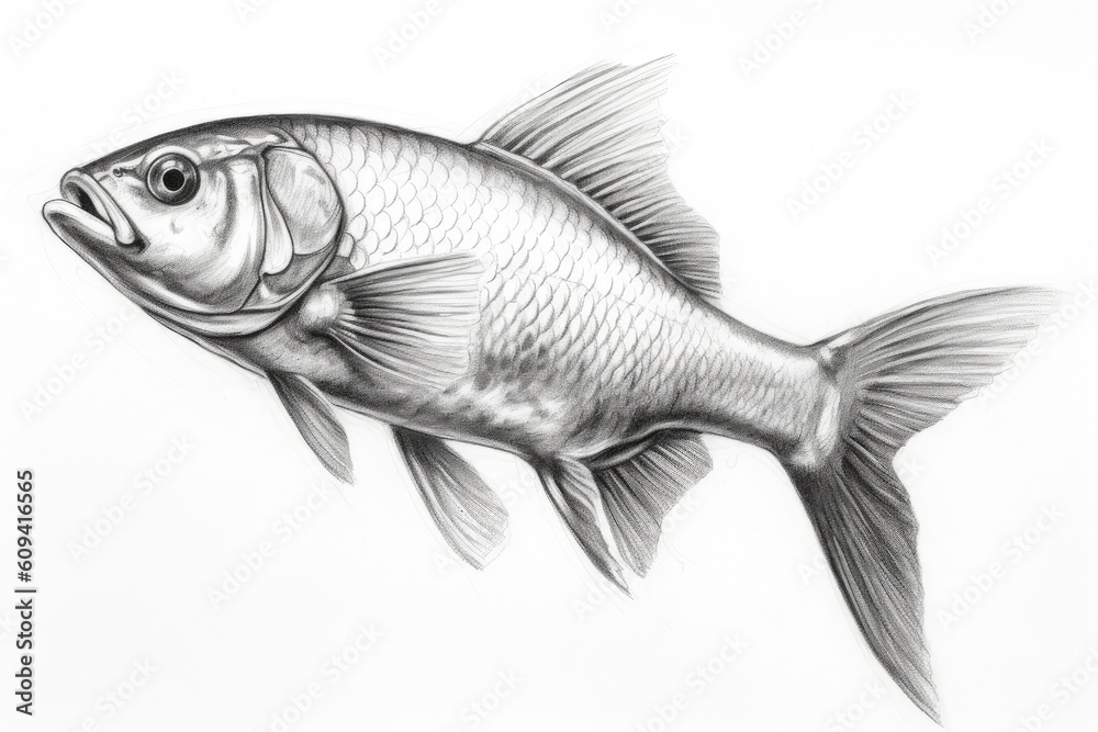 Sardine fish drawing, sardine fish pencil drawing vintage. Generative ...