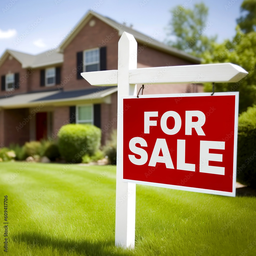 Square Real Estate For Sale and Sold Sign in Front of Home Photography ...
