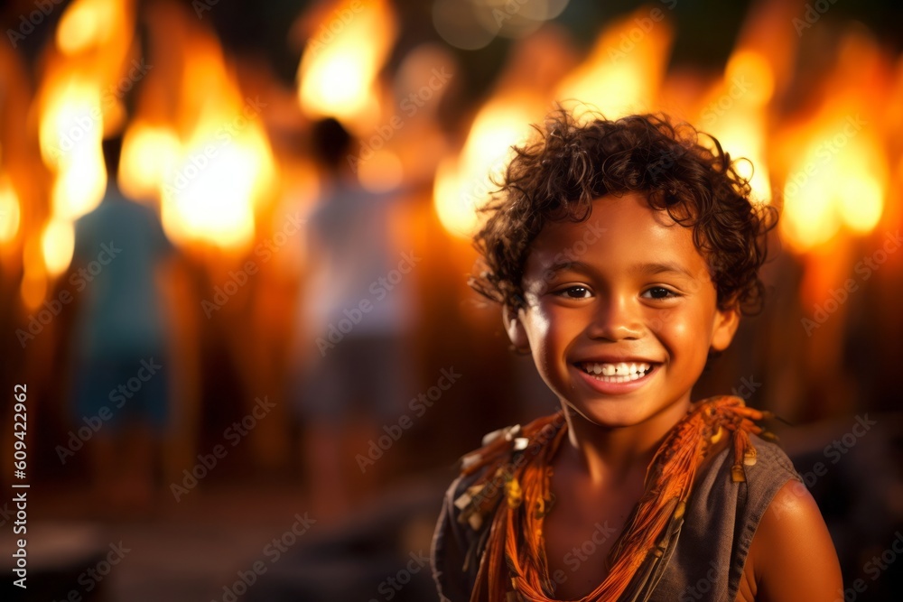 Medium shot portrait photography of a grinning child male that is ...