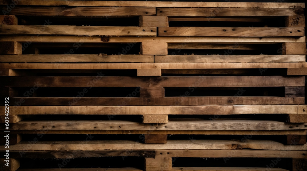 Wooden Pallets an arranged background. Generative ai. Stock ...