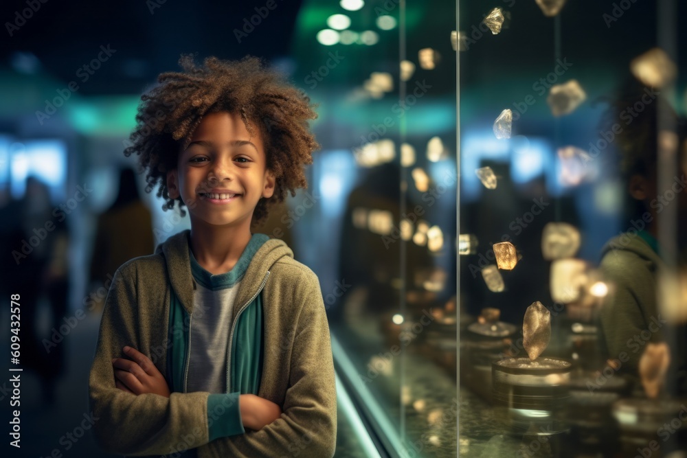 Medium shot portrait photography of a grinning child male that is ...