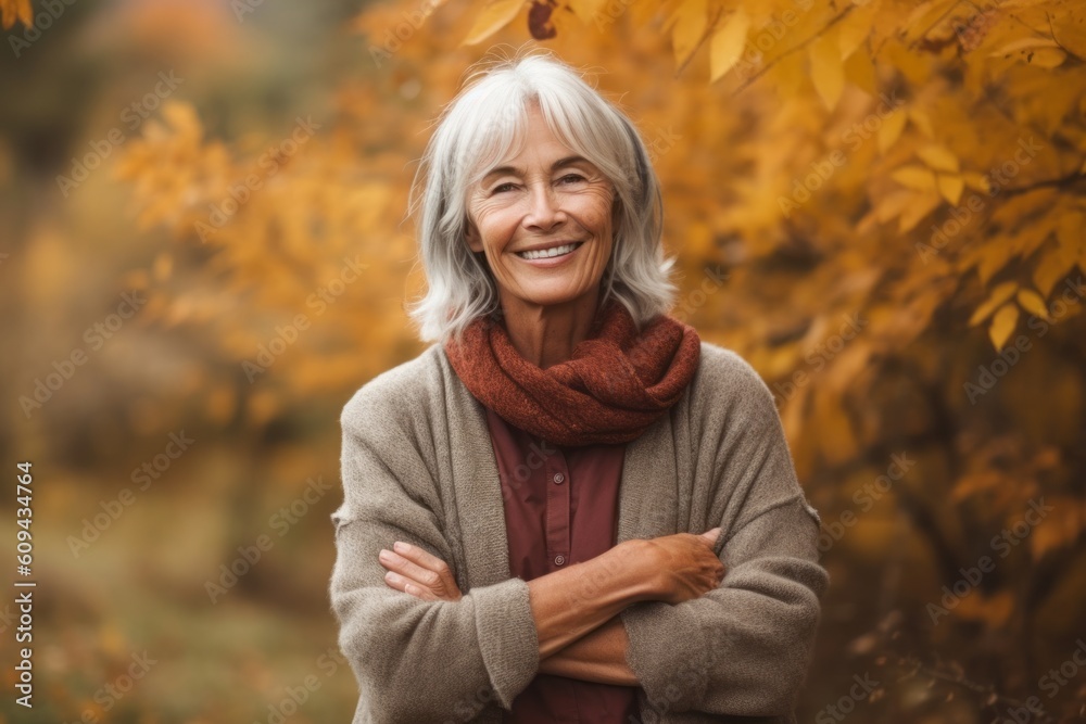 Medium shot portrait photography of a pleased woman in her 60s that is ...