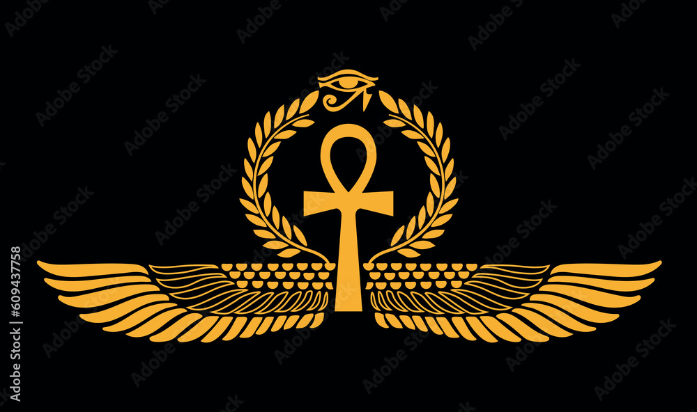 Pharaonic wings and the key to life and the Egyptian Eternal Olive ...
