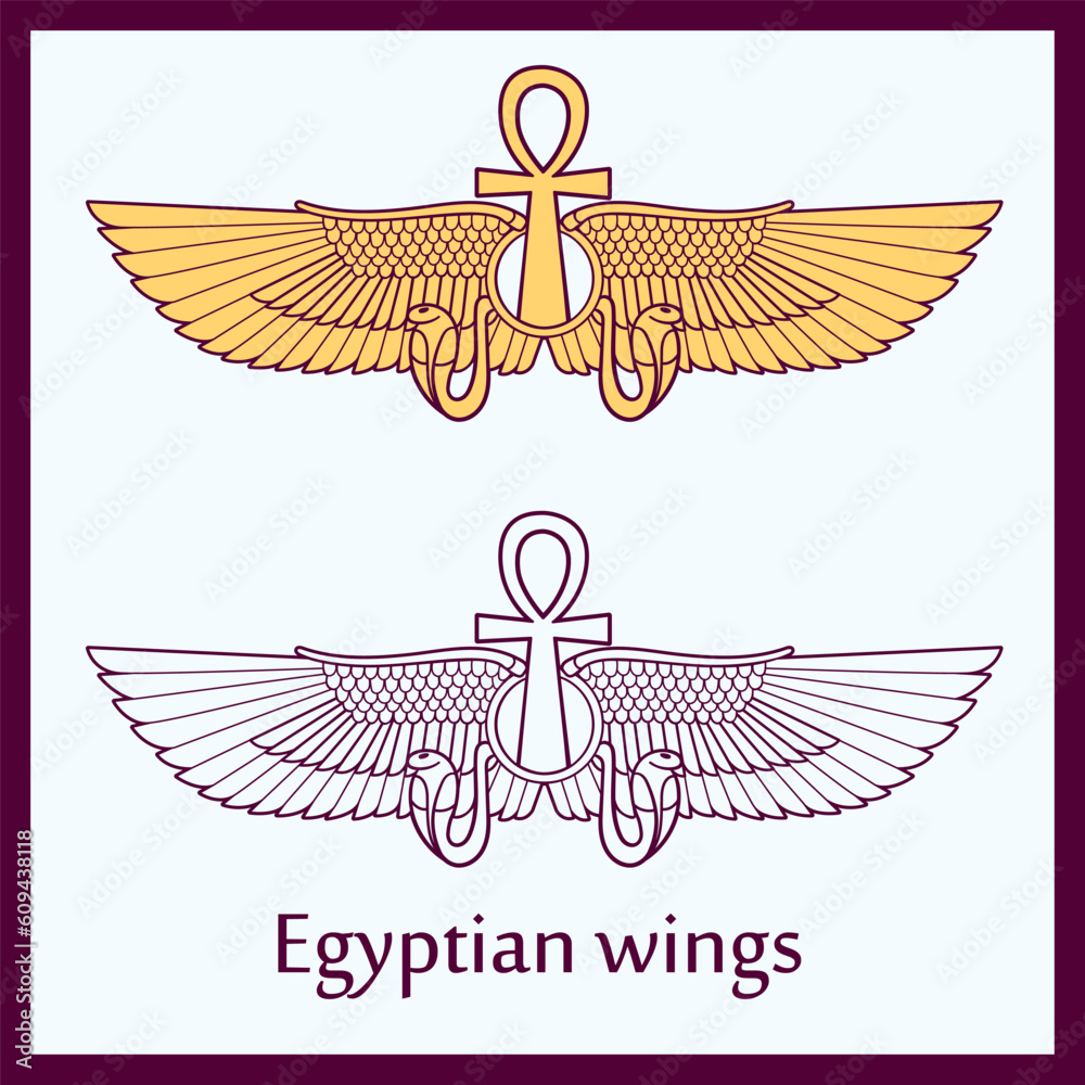 Pharaonic wings and the key to life and the Egyptian icon logo - vector ...
