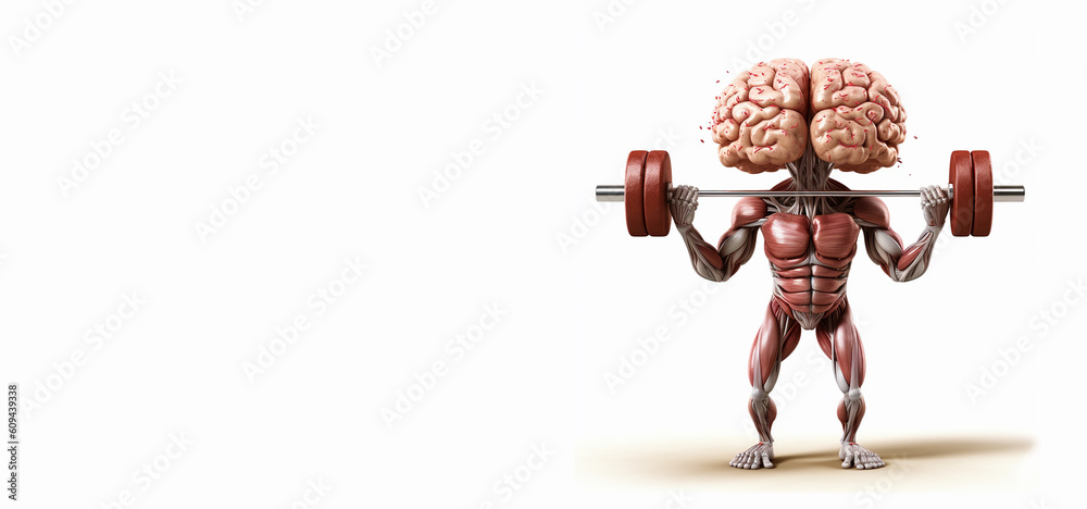 Human brain lifts weight with dumbbell, memory and mind training, brain ...
