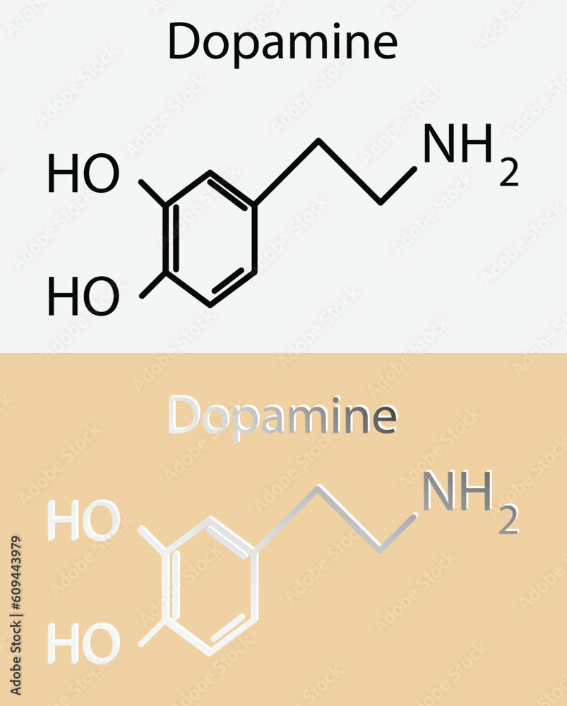 illustration of chemistry, Dopamine molecular, Dopamine structural ...