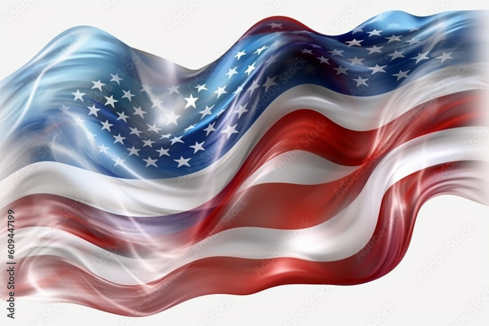 AI Generative USA flag color abstract wavy 3d transparent background ...
