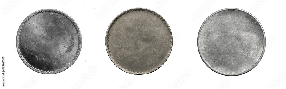 old empty silver coin on a transparent isolated background. png Stock ...