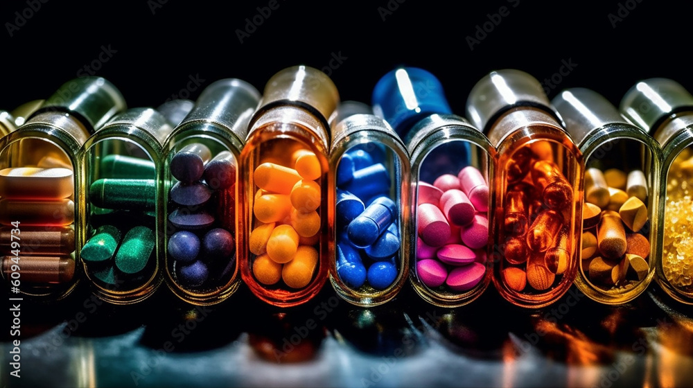 Generative AI. Pharmacology and medications Stock Illustration | Adobe ...