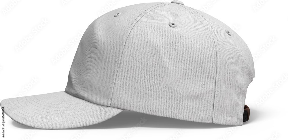 6 Panel Dad Hat Strap Back Cap Side View White Blank Isolated 3D ...