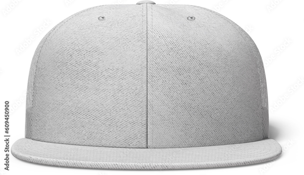 6 Panel Trucker Caps Mesh Design Front View White Blank Isolated 3D ...