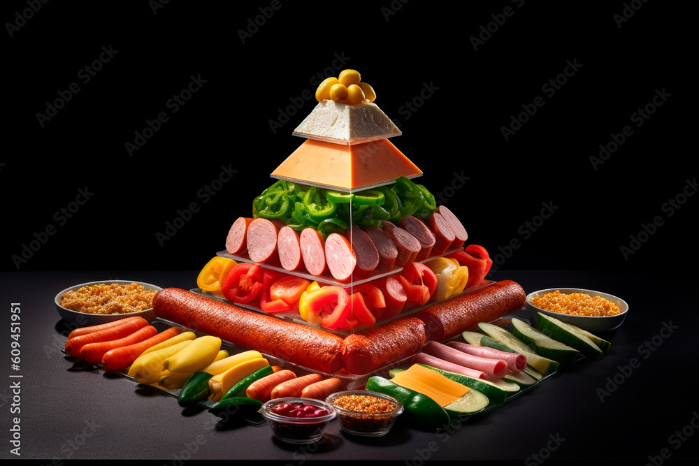 meat pyramide, Food pyramide, healthy food, vegetables, fruits ...