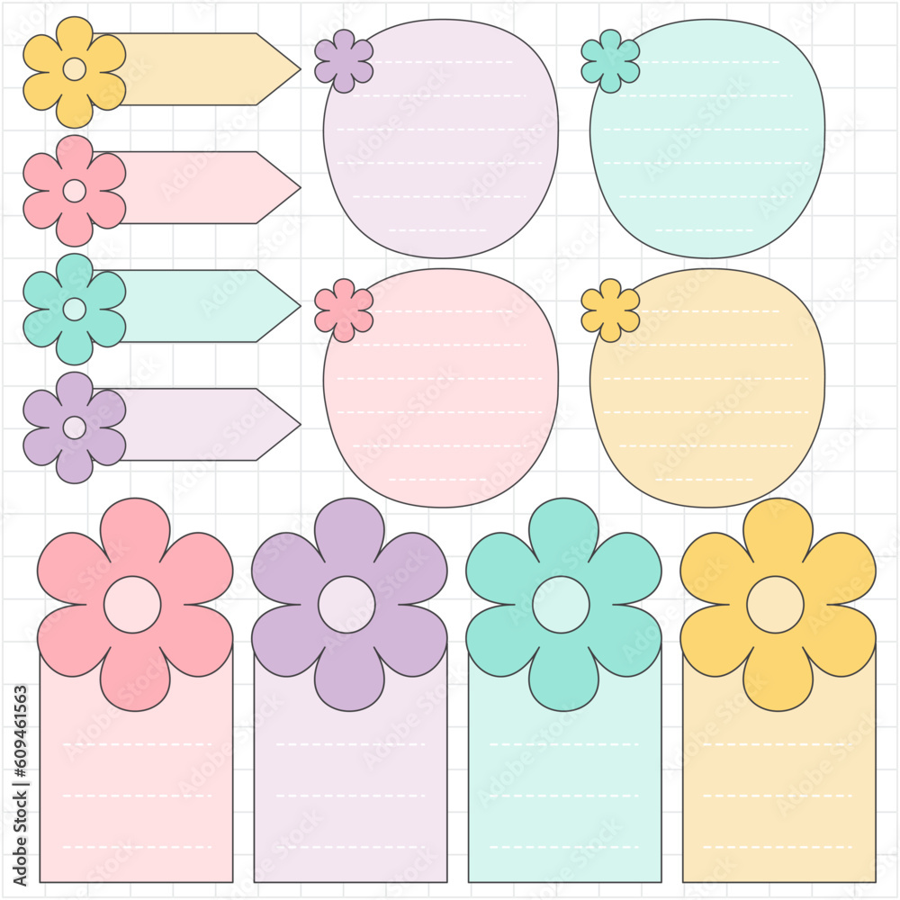 Cute blank paper notes. Stationery organizer set. Scrapbook notes and ...