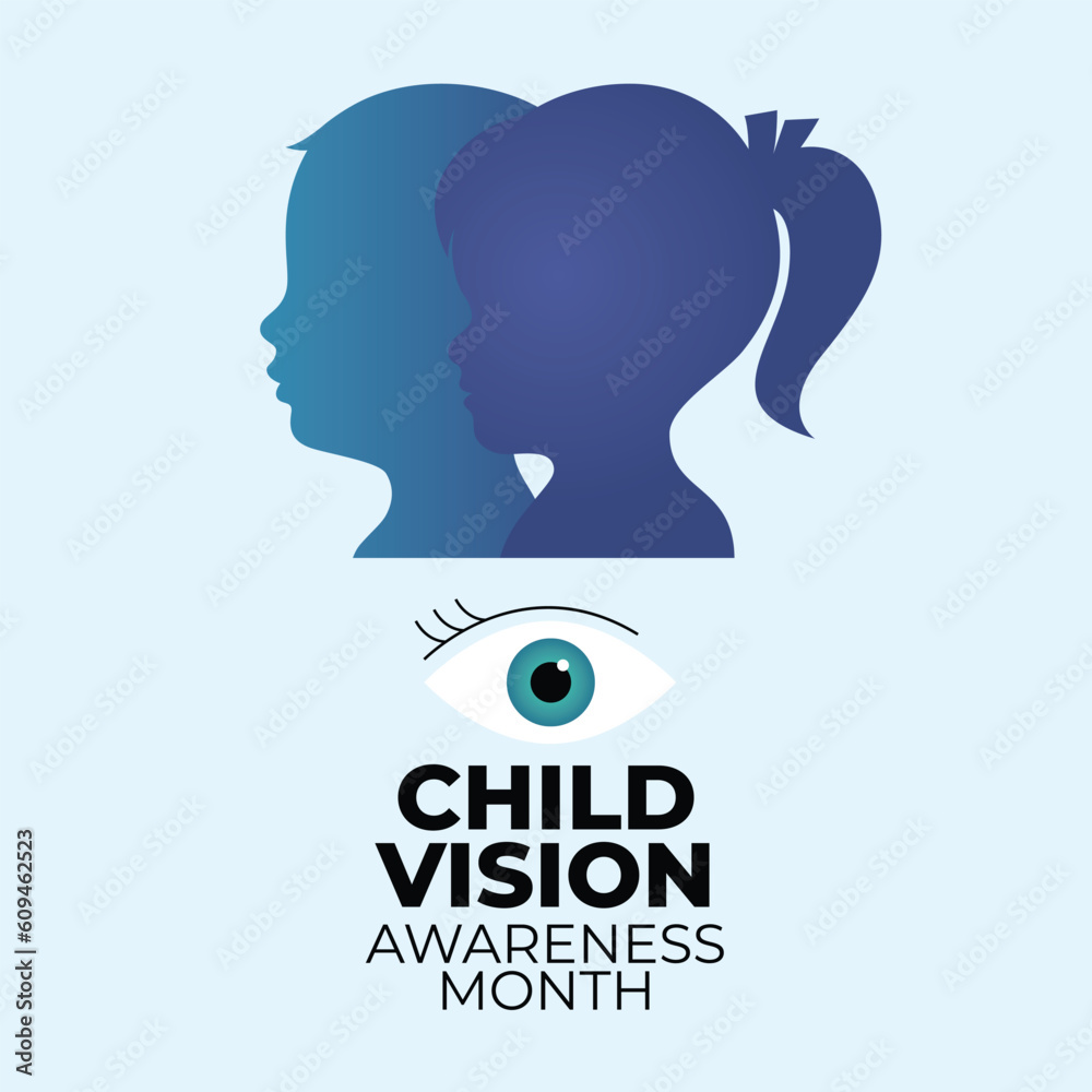 child vision awareness month design template for celebration. boy and ...