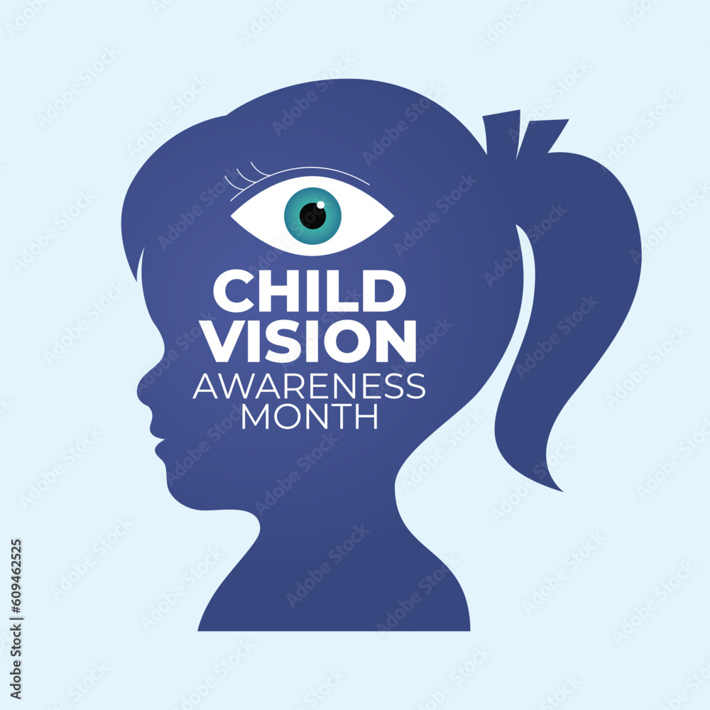 child vision awareness month design template for celebration. boy and ...