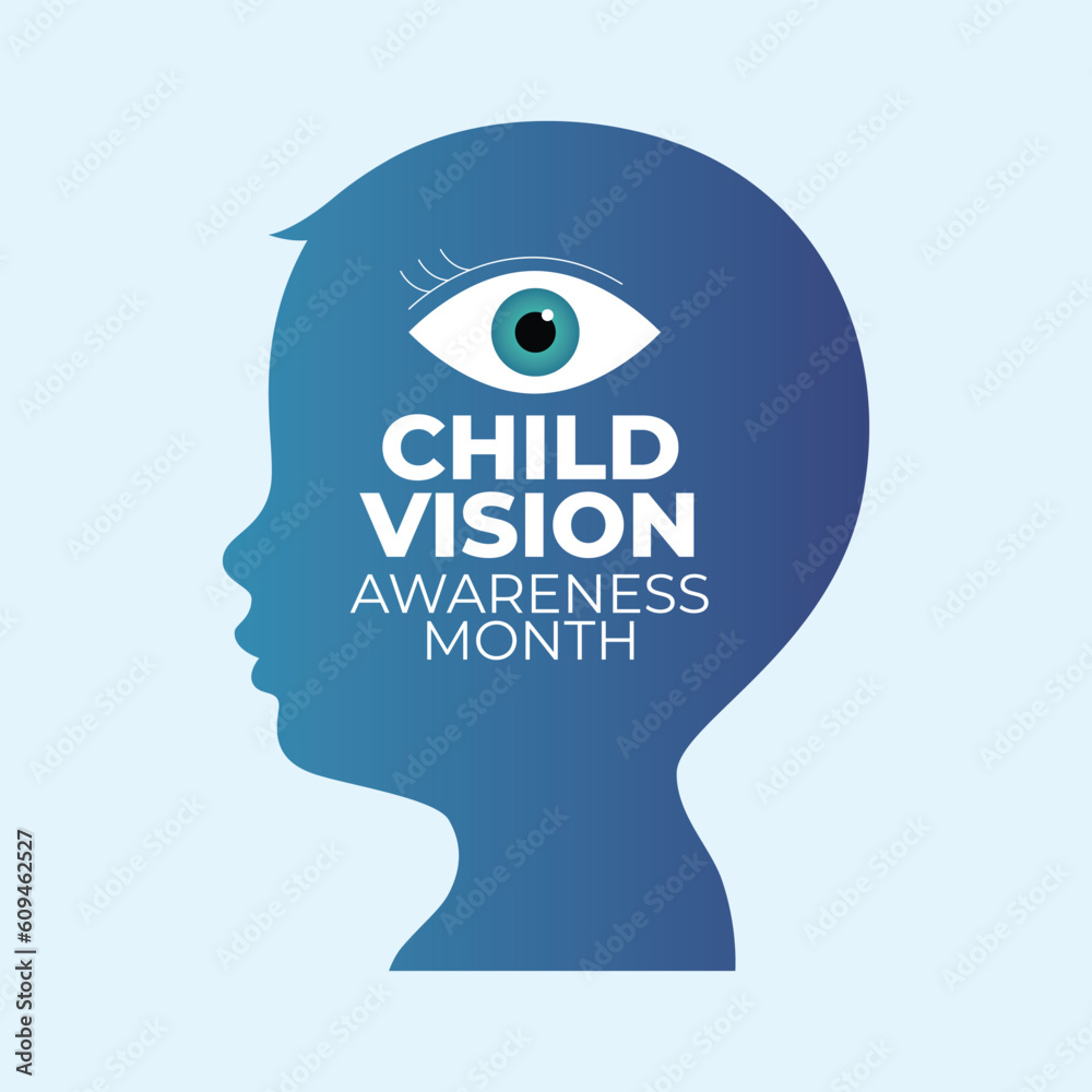 child vision awareness month design template for celebration. boy and ...