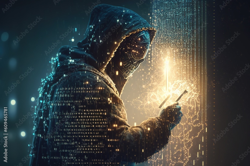 Cybersecurity, computer hacker with hoodie, vulnerability and hacker,coding,malware concept on ...