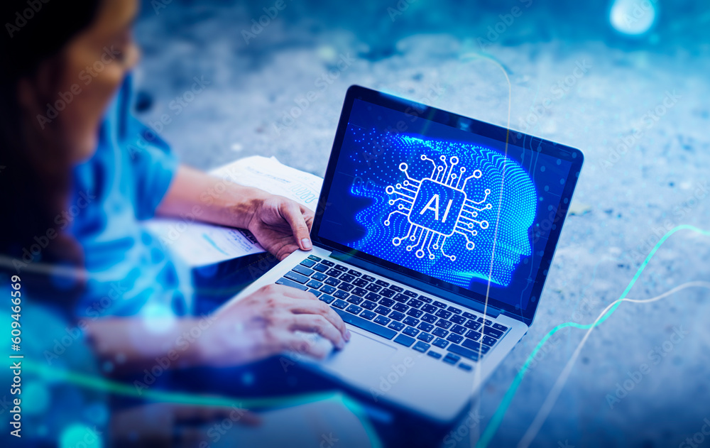 Chat Gtp, AI Artificial Intelligence, Data Science, typing a prompt on AI machine learning on ...