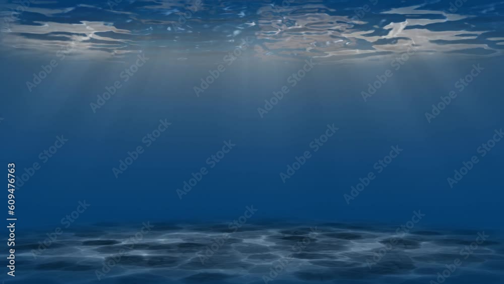 Underwater light coming through the deep clear blue water. Seamless ...