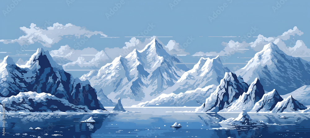 16 Bit Pixel Art of Mountains in Antarctica, Generative AI Stock ...