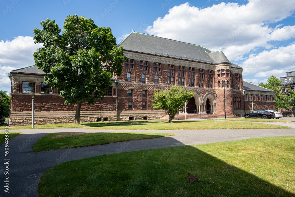 Cambridge, MA, USA - June 29, 2022: Austin Hall, a classroom building ...