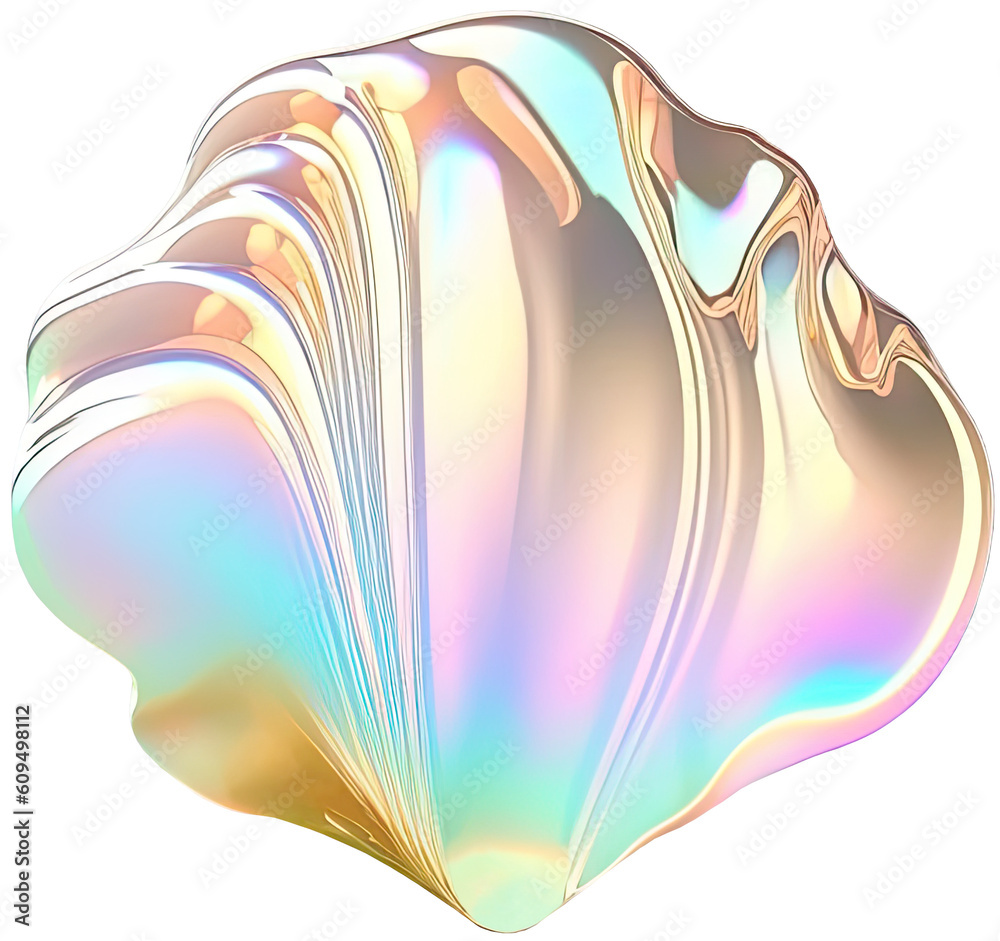 PNG shell shaped pearlescent iridescent object isolated on transparent ...
