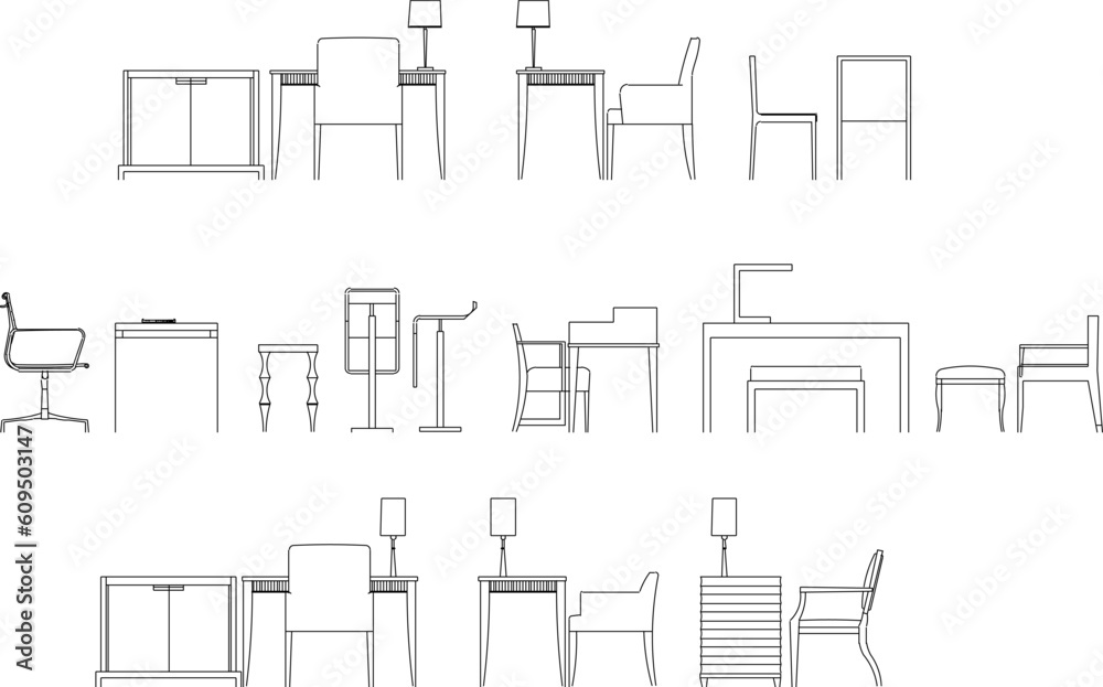 Illustration vector sketch of office employee work area side view Stock ...