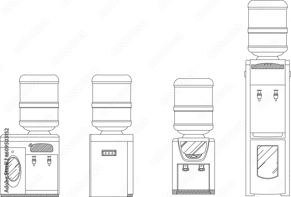 Sketch vector illustration of a gallon water cooler with a drink heater ...