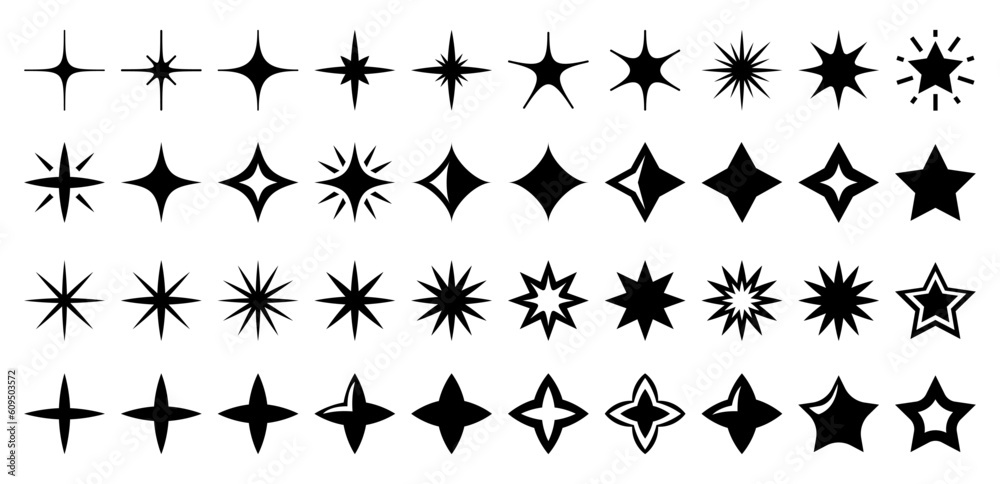 Abstract geometric star shapes collection. Vector set of different ...