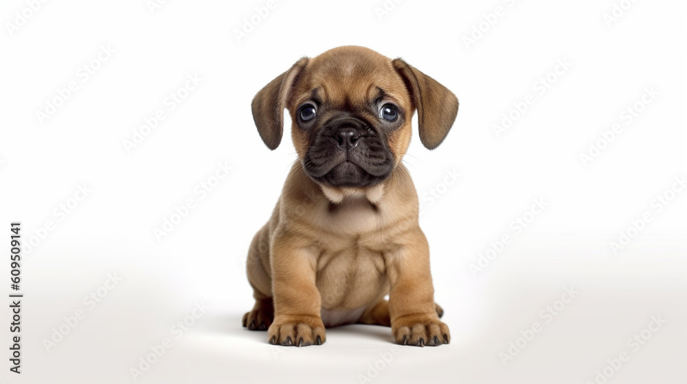 Adorable dog on a white background in different poses. Dog for ...