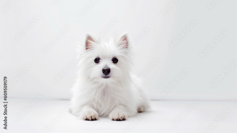Adorable dog on a white background in different poses. Dog for ...